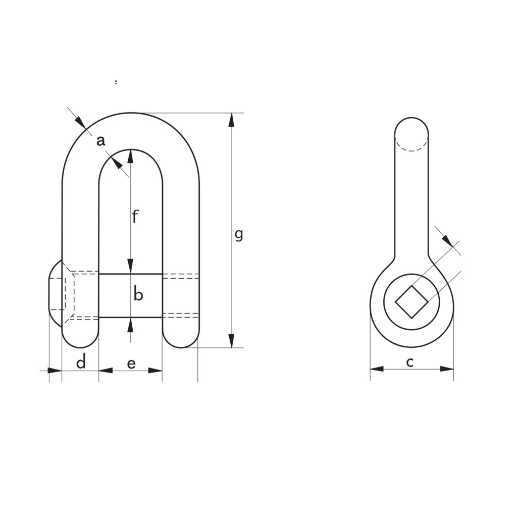 Green Pin Dee Shackle with Sunken Square Hole Screw Pin – Mainline ...